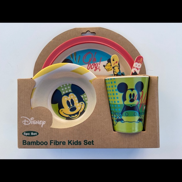Disney | Other | Disney Mickey Mouse 5 Pieces Bamboo Set | Poshmark